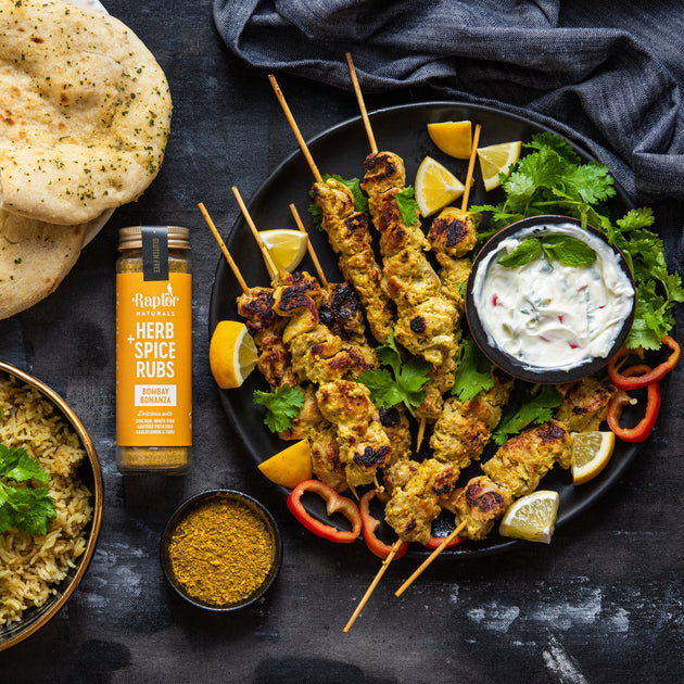 Bombay Bonanza Chicken Skewers – Raptor Naturals