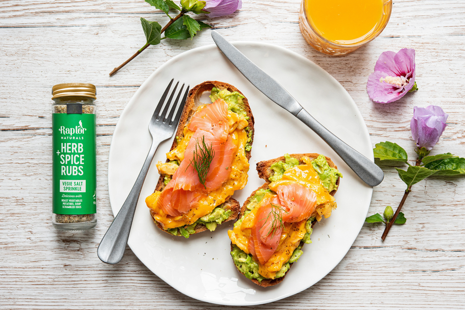 Smoked Salmon and Soft Scrambled Egg with Avo Toast – Raptor Naturals
